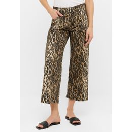 Angels Damen 3/4-Hose "LINN", beige, Gr. 36, animal-print, Web, Obermaterial: 97% Baumwolle, 3% Elasthan, Hosen, im Leo-Look