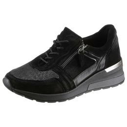 Waldl&auml;ufer WALDL&Auml;UFER Damen Keilsneaker "H-CLARA-SOFT", Gr. 9, schwarz, Lackleder, Textil, Veloursleder, Schuhe, mit komfortabler Orthotritt-Ausstattung, Weite H