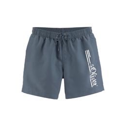 s.Oliver Herren Badeshorts "Philip", blau, Gr. S, unifarben, Microfaser, Polyester, Badehosen, mit Logo-Print im Used-Look