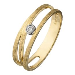 Jobo Damen Fingerring, 56, SI = kleine Einschlüsse, Diamanten Gelbgold 585, gelb, Diamanten, Gelbgold 585, Fingerringe, 585 Gold bicolor mit Diamant