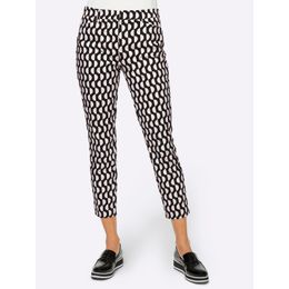 Heine Damen Druckhose, Schwarz, Gr. 36, 7/8-Hose, Material: Baumwolle