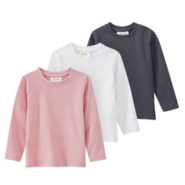 Topomini 3 Baby Langarmshirts in Unifarben