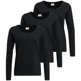 Gina 3 Damen Langarmshirts in Unifarben