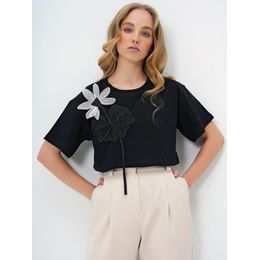 Trend Ala&ccedil;atı Stili T-Shirt Damen Gr&ouml;&szlig;e M schwarz / wei&szlig;