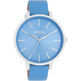 Oozoo Quarzuhr Armbanduhr, Damenuhr, Herrenuhr, Lederarmband blau Moderne Armbanduhr f&uuml;r Damen