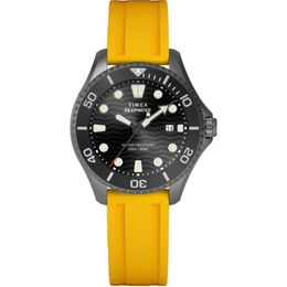 Timex Quarzuhr &raquo;DEEP WATER MERIDIAN&laquo; Armbanduhr, Herrenuhr, Kautschukarmband, Datum, bis 20 bar wasserdicht gelb Schcike Armbanduhr f&uuml;r Herren