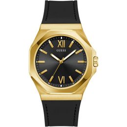 Guess Quarzuhr &raquo;EMPEROR&laquo; Armbanduhr, Herrenuhr, Silikonarmband, Geschenkidee, analog schwarz Klassische Armbanduhr f&uuml;r Herren