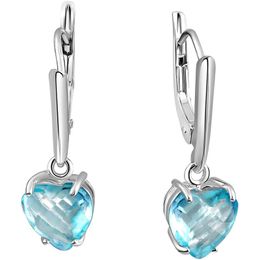 Firetti Paar Ohrhänger »Schmuck Geschenk Silber 925 Ohrschmuck Ohrringe Herz« mit Glasstein silberfarben-hellblau + hellblau Bring Romantik in...