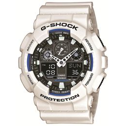 Casio G-SHOCK Chronograph Quarzuhr, Armbanduhr, Herrenuhr, digital, bis 20 bar wasserd.Resinarmband weiß 0 Sportlicher Herrenchronograph