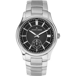 Jacques Lemans Quarzuhr &raquo;Derby&laquo; Armbanduhr, Herrenuhr, Edelstahlarmband, analog, Tag, kleine Sekunde silberfarben-schwarz Elegante Armbanduhr f&uuml;r...