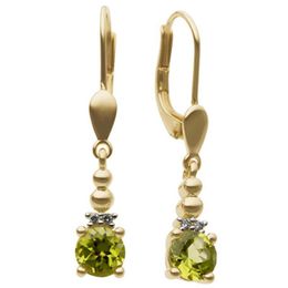 Firetti Paar Ohrhänger »Schmuck Geschenk Gold 333 Ohrschmuck Patentbrisur Farbstein Edelstein« mit Peridot - mit Brillant...