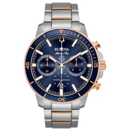 Bulova Chronograph »Marine Star« Armbanduhr, Quarzuhr, Herrenuhr, Edelstahlarmband, Datum silberfarben-roségoldfarben Mondäner Herrenchronograph