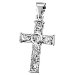 Firetti Kettenanhänger »Schmuck Geschenk Silber 925 Halsschmuck Anhänger Kreuz« () mit Zirkonia (synth.) silberfarben-kristallweiß + kristallweiß...