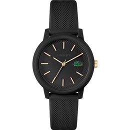 Lacoste Quarzuhr »12.12 LADIES« Armbanduhr, Damenuhr, Mineralglas, analog, Silikonarmband schwarz Schöne Damenarmbanduhr