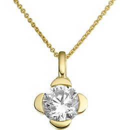 Firetti Kettenanhänger »Schmuck Geschenk Gold 333 Halsschmuck Anhänger Solitär Blume« () mit Zirkonia (synth.) gelbgoldfarben-kristallweiß +...