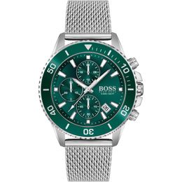 BOSS Chronograph &raquo;ADMIRAL&laquo; Quarzuhr, Herrenuhr, Armbanduhr, Stoppfunktion, Edelstahlarmband silberfarben-gr&uuml;n Markanter Herrenchronograph