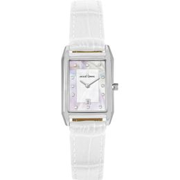Jacques Lemans Quarzuhr &raquo;Torino&laquo; Armbanduhr, Damenuhr, Lederarmband, Perlmutt, Tag, Glaskristalle wei&szlig; Stilsichere Armbanduhr f&uuml;r Damen