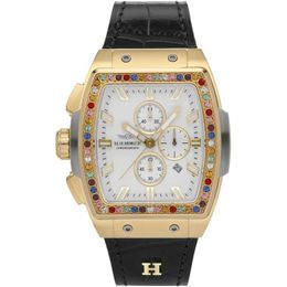 Haemmer Germany Chronograph »TONNEAU« Quarzuhr, Armbanduhr, Damenuhr, Lederarmband, digital, Datum, Stoppfunktion schwarz Eindrucksvoller...