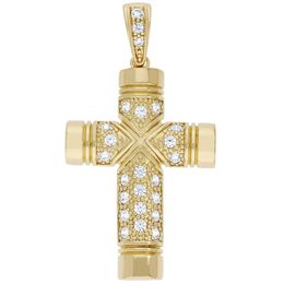 Firetti Kettenanhänger »Schmuck Geschenk Silber 925 Halsschmuck Anhänger Kreuz« () mit Zirkonia (synth.) gelbgoldfarben + weiß Symbolträchtiger...