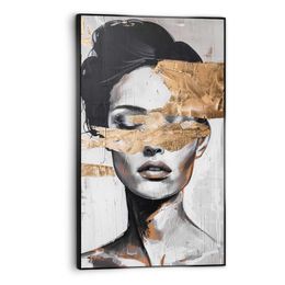 Reinders! Wandbild &raquo;Frau mit goldfarbenem Detail&laquo; Wohnzimmer - Schwarz-Wei&szlig; - MDF - Frauen - 70x118 cm Farbe Bild(er): Schwarz-Wei&szlig;