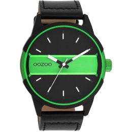 Oozoo Quarzuhr Armbanduhr, Herrenuhr. Lederarmband schwarz,schwarz-grün 0 Imposante Armbanduhr für Herren