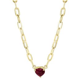 Firetti Kette mit Anhänger »Schmuck Geschenk Silber 925 Halsschmuck Halskette Ankerkette Herz« mit Rubin gelbgoldfarben-rot Trendiges Collier mit Herz