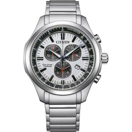 Citizen Chronograph Armbanduhr, Herrenuhr, Solar, Stoppfunktion, Titan, Saphirglas titansilberfarben Exquisiter Herrenchronograph