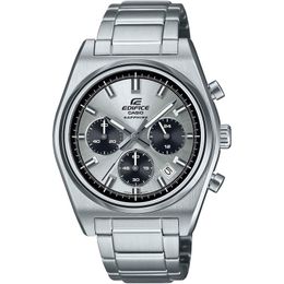 CASIO EDIFICE Chronograph Quarzuhr, Armbanduhr, Herrenuhr, Edelstahlband, Saphirglas, Stoppfunktion grau-silberfarben Stilsicherer Chronograph für...