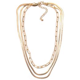 Firetti Collier »Halsschmuck Layering-Look Gliederkette« gelbgoldfarben Mehrreihiger Halsschmuck für Damen