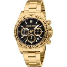 Roberto Cavalli Quarzuhr »Men« Armbanduhr, Herrenuhr, analog goldfarben-schwarz Geschmackvolle Herrenarmbanduhr