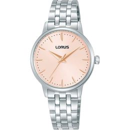 Lorus Quarzuhr Armbanduhr, Damenuhr, Edelstahlarmband, analog silberfarben-rosé Bezaubernde Armbanduhr für Damen