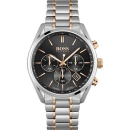 BOSS Chronograph »CHAMPION« Quarzuhr, Herrenuhr, Armbanduhr, Stoppfunktion, Edelstahlarmband silberfarben-roségoldfarben Attraktiver...