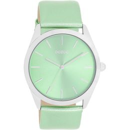 Oozoo Quarzuhr Armbanduhr, Damenuhr, Herrenuhr, Lederarmband, analog mint Geschmackvolle Armbanduhr f&uuml;r Sie & Ihn