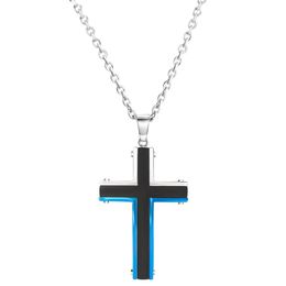Firetti Kette mit Anhänger »Schmuck Geschenk Kreuz« edelstahlfarben-schwarz-blau Trendige Kreuzkette