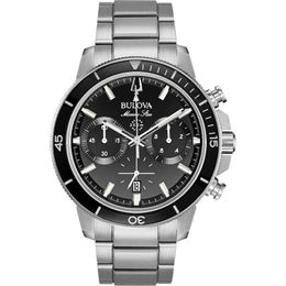 Bulova Chronograph »Marine Star« Armbanduhr, Quarzuhr, Herrenuhr, Edelstahlarmband, Datum silberfarben-schwarz Schicker Chronograph für Herren