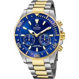 Jaguar Chronograph »Connected« Armbanduhr, Quarzuhr, Herrenuhr, Saphirglas, Stoppfunktion, Swiss Made silbergoldfarben-blau Edle Hybrid-Smartwatch...