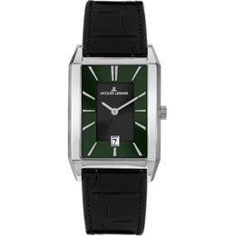 Jacques Lemans Quarzuhr »Torino« Armbanduhr, Herrenuhr, Lederarmband, analog, Datum schwarz-grün Zeitlos schöne Armbanduhr für Herren