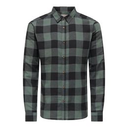 Only & Sons ONLY & SONS Karohemd »ONSGUDMUND LS CHECKED SHIRT NOOS« Balsam Green Checks:JET BLACK L - N-Gr N-Gr L Langärmeliges Karohemd