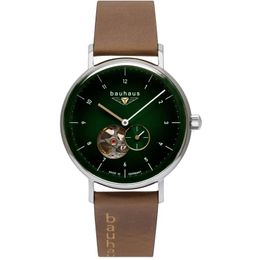 BAUHAUS Automatikuhr &raquo;Edition, Open Heart&laquo; Armbanduhr, Herrenuhr, offene Unruh, Made in Germany hellbraun Mond&auml;ne Automatikuhr f&uuml;r Herren