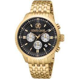 Roberto Cavalli Quarzuhr »Men« Armbanduhr, Herrenuhr, analog schwarz-goldfarben Trendstarke Herrenarmbanduhr