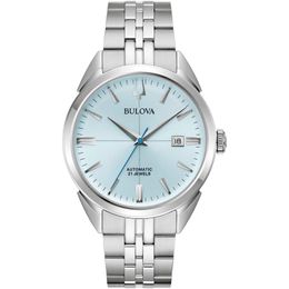 Bulova Automatikuhr Armbanduhr, Herrenuhr, Damenuhr, Edelstahlarmband, Saphirglas silberfarben-hellblau Elegante Automatikuhr f&uuml;r Sie & Ihn
