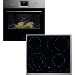 AEG Backofen-Set &raquo;HH24BSM&laquo; Aqua Clean Grillfunktion und gleichm&auml;&szlig;ige Garergebnisse auf 3 Ebenen, TouchTimer schwarz Mehrkreis-Kochzone - F&uuml;r 