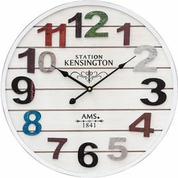 AMS Wanduhr &raquo;W9538&laquo; Quarzuhr, Holz, Wohnzimmer, Esszimmer, K&uuml;che, Arbeitszimmer, B&uuml;ro, Flur wei&szlig; H&uuml;bsche Wanduhr