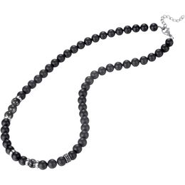 Kingka Perlenkette »Schmuck Geschenk Edelstahl Halsschmuck Halskette, OLN-682SBK-AGTQ« mit Obsidian - mit Muschelperle...