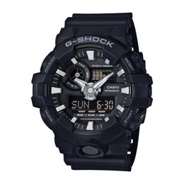 Casio G-SHOCK Chronograph Quarzuhr, Armbanduhr, Herrenuhr, digital, bis 20 bar wasserd.Resinarmband schwarz-weiß Geschmackvoller Herrenchronograph