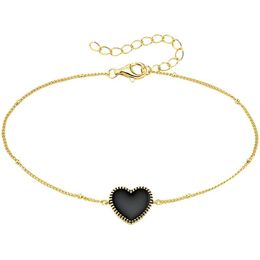 ANISTON JEWELRY & WATCHES Armband &raquo;Schmuck Geschenk Armband mit schwarzem Emaille Herz&laquo; gelbgoldfarben-schwarz 22 cm Eleganter Armschmuck mit...