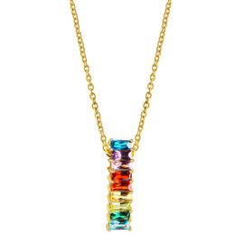 Firetti Kette mit Anhänger »Schmuck Geschenk Silber 925 Halsschmuck Halskette Regenbogen« mit Zirkonia (synth.) gelbgoldfarben-mehrfarbig Halskette...