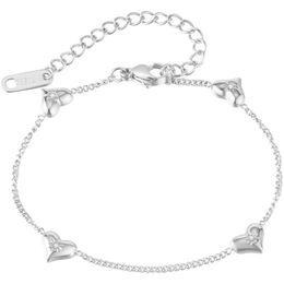 Firetti Armband »Schmuck Geschenk Edelstahl Armschmuck Ankerkettengliederung Herzen« mit Zirkonia (synth.) edelstahlfarben-kristallweiß +...
