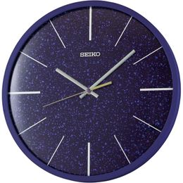 Seiko Wanduhr Quarzuhr, durchlaufende Sekunde, Wohnzimmer, Esszimmer, Büro blau Dekorative Wanduhr