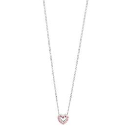 Firetti Kette mit Anhänger »Schmuck Geschenk Silber 925 Halsschmuck Halskette Panzerkette Herz« mit Zirkonia (synth.) silberfarben-pink Herzige...